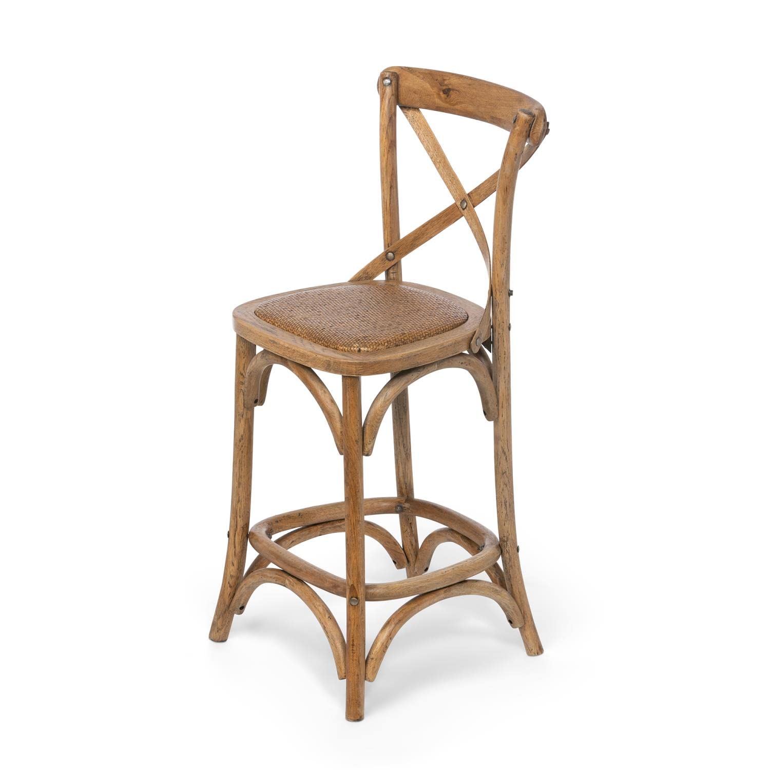 Park Hill Collection Wooden Cross Back Counter Stool with Light Wood ...