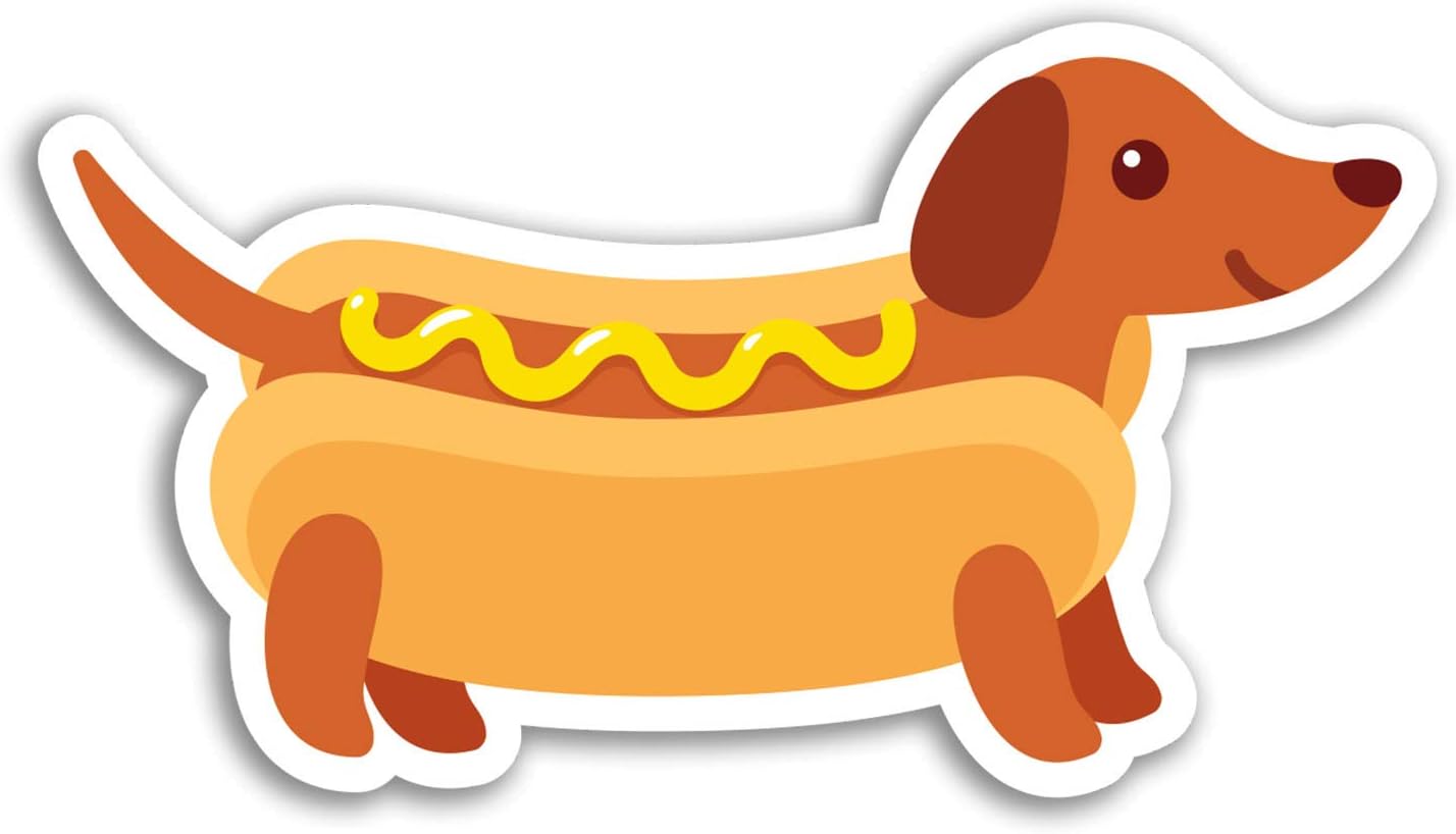 2 x 10cm Hot Dog Vinyl Stickers - Dachshund Sausage Dogs Sticker Laptop ...