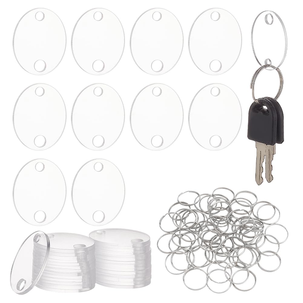 Amazon.com: BENECREAT 100 Sets Oval Key Tag Acrylic Key Labels Clear ...
