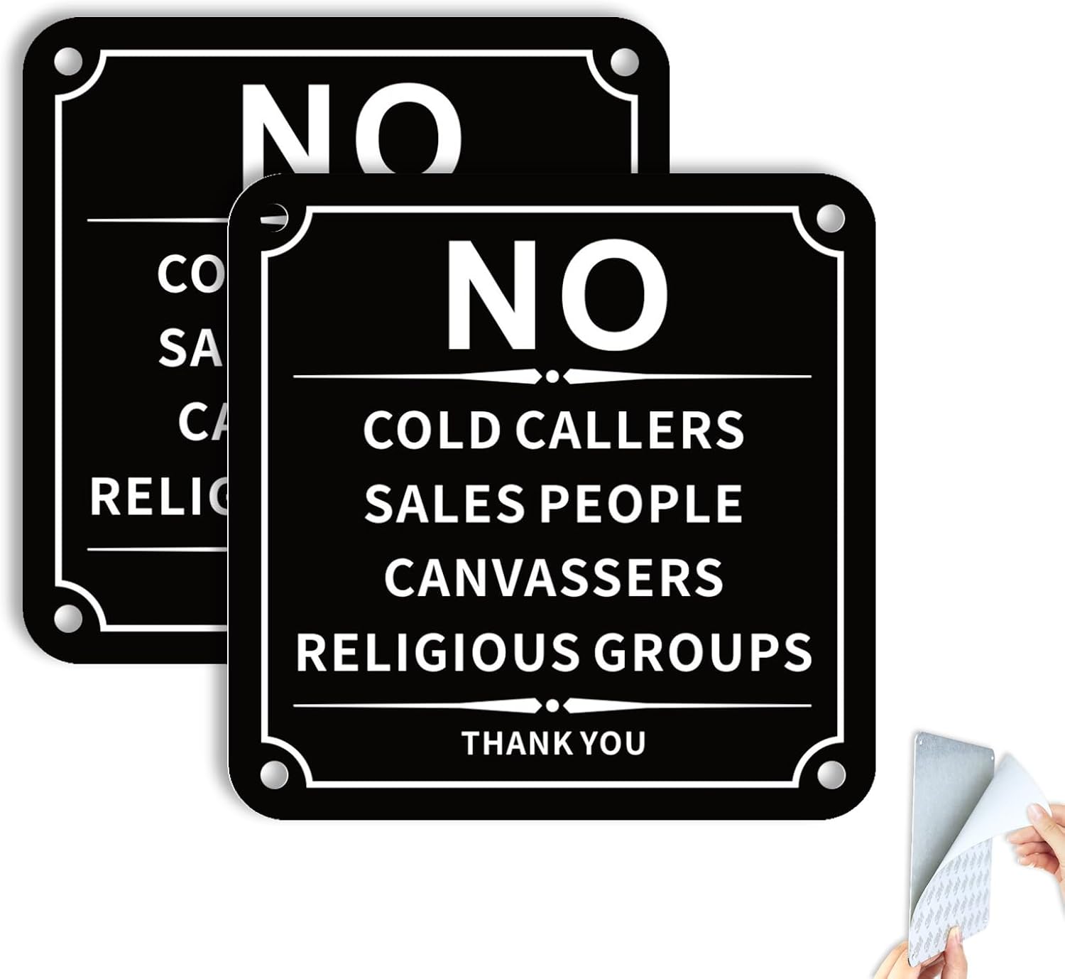 Goodvia 2 Pack No Cold Callers Sign for Front Door 10x10cm Metal ...