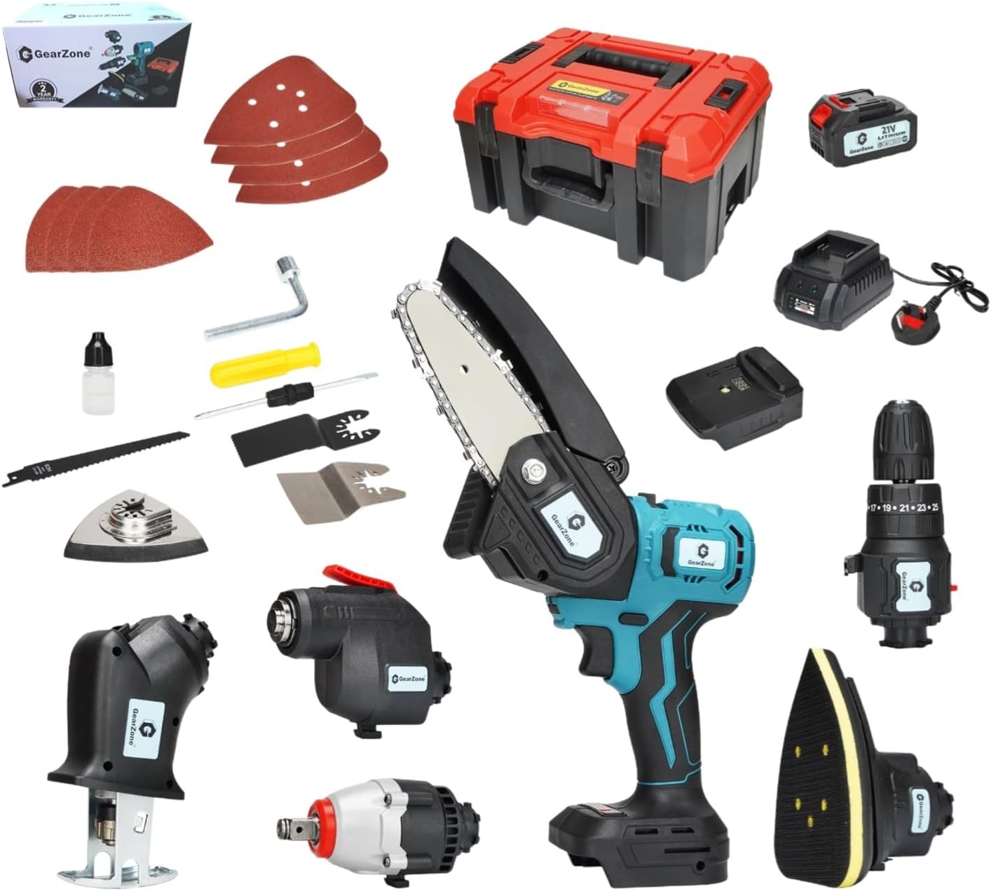 GearZone All-in-one Power Tool Cordless Combo Kit, Multi-Functional ...