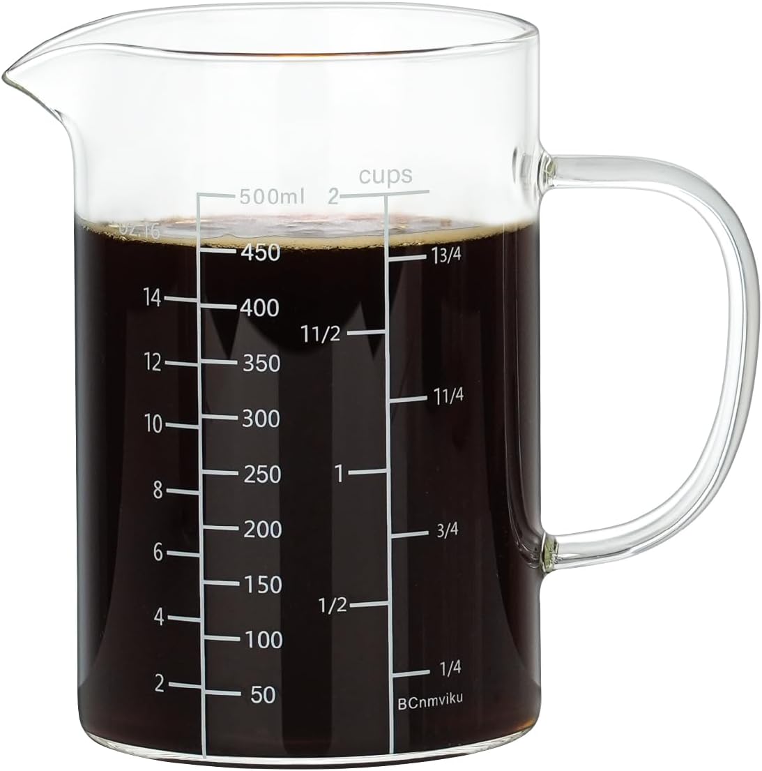 Amazon.com: BCnmviku 500ML 2 CUP Glass Measuring Cup With Handle, High Borosilicate Glass Three ...