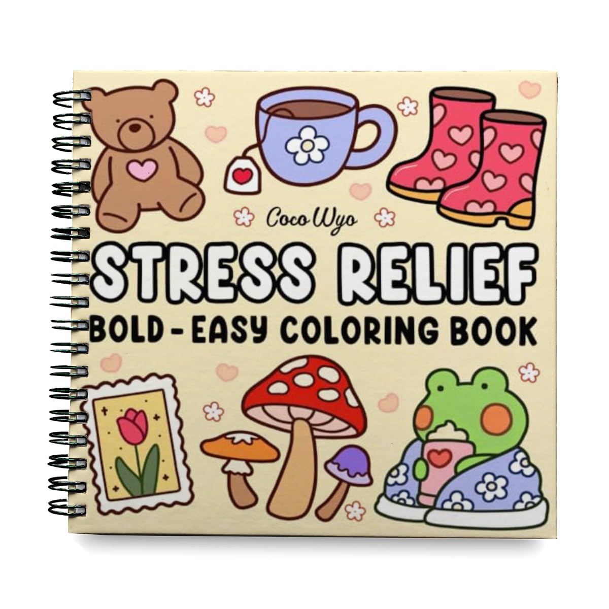 stress relief coloring book for adults and kids bold and easy simple ...