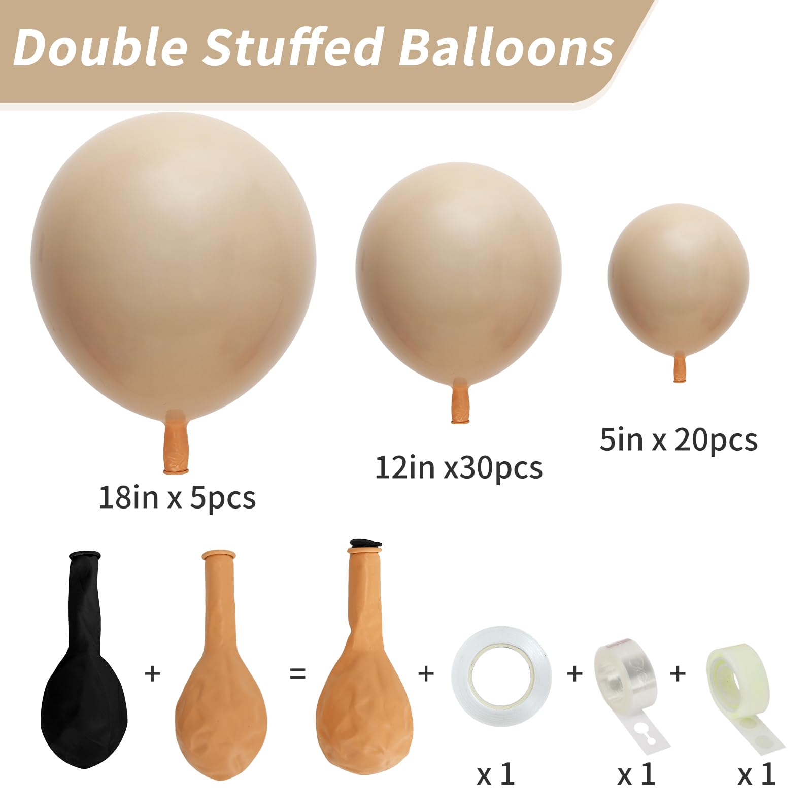 Snapklik.com : RUBFAC 55pcs Double Stuffed Beige Boho Balloons ...