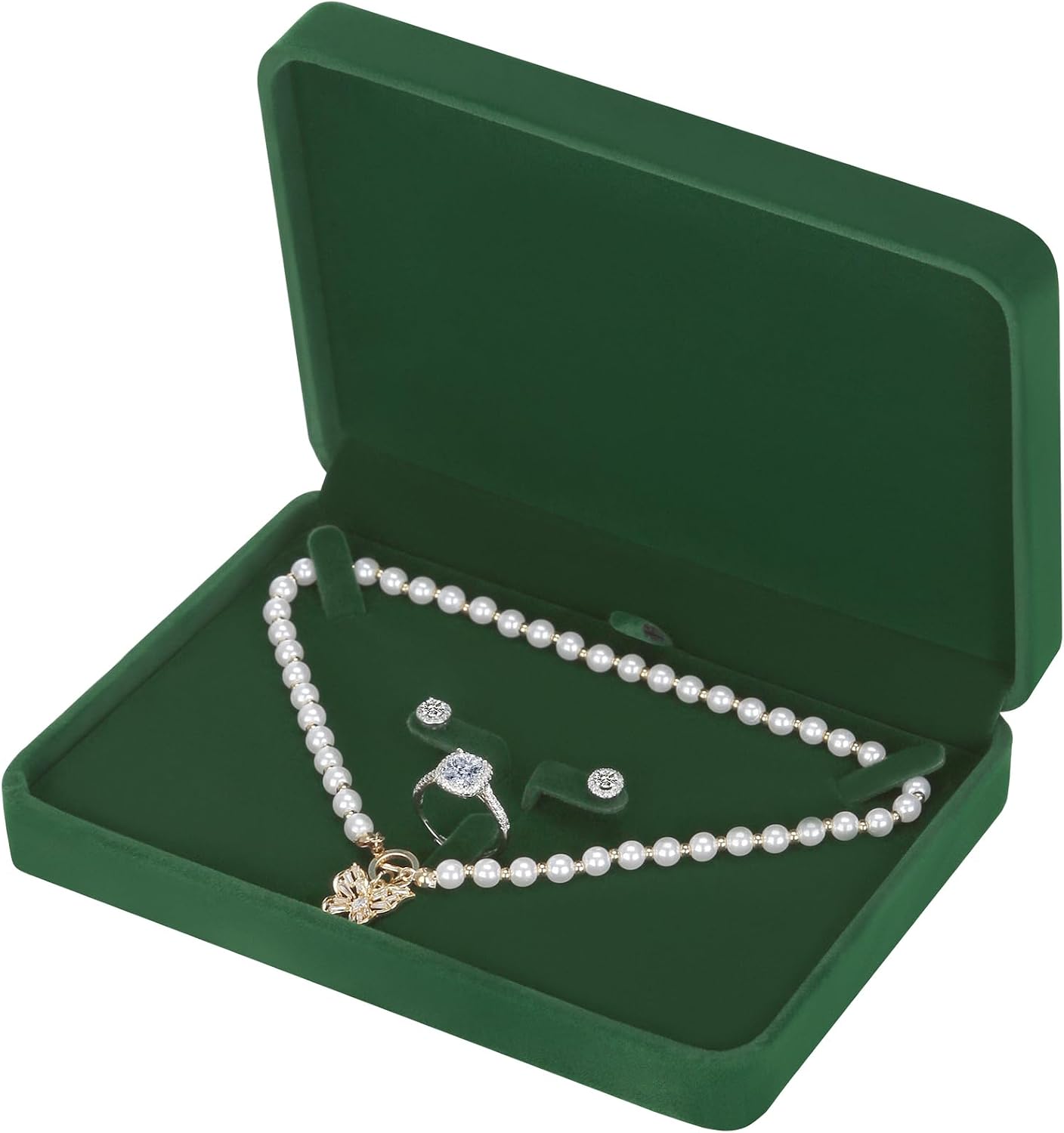 Amazon.com: LETURE Large Velvet Jewelry Set Box, Big Necklace and Ring ...