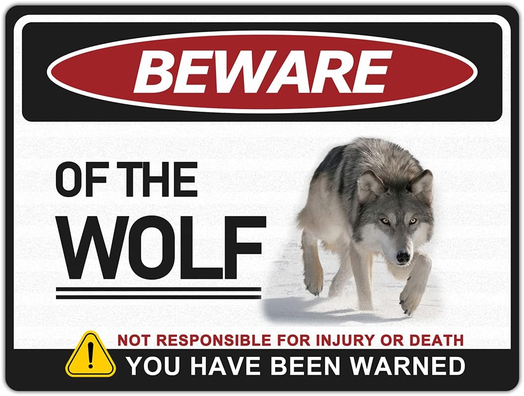Amazon.com: BAIWIFE Wolf Warning Sign 8x12inch, Beware of Wolf Metal ...