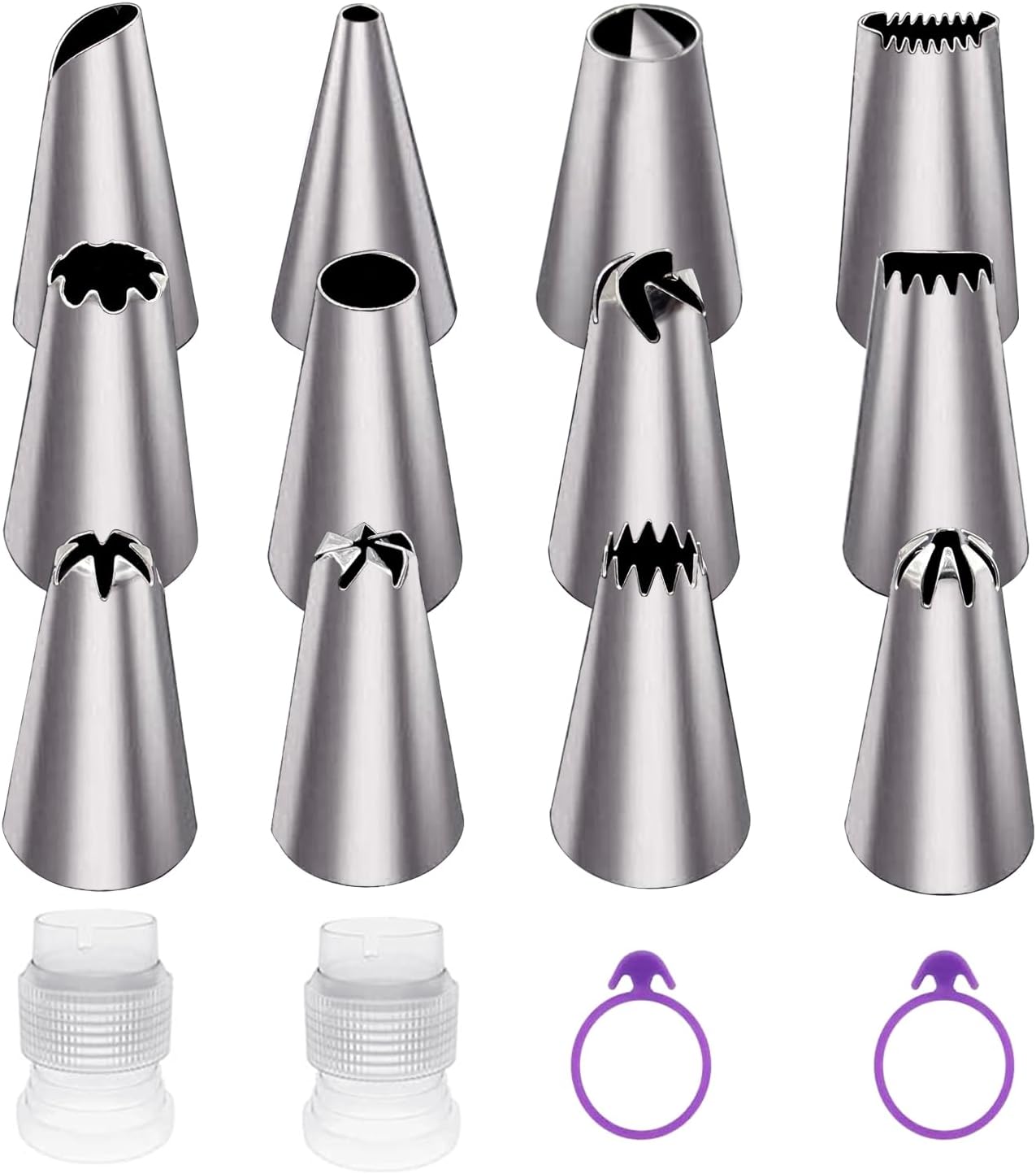 Amazon.com: Piping Tips Set, Stainless Steel Frosting Tips 12PCS, Cake ...