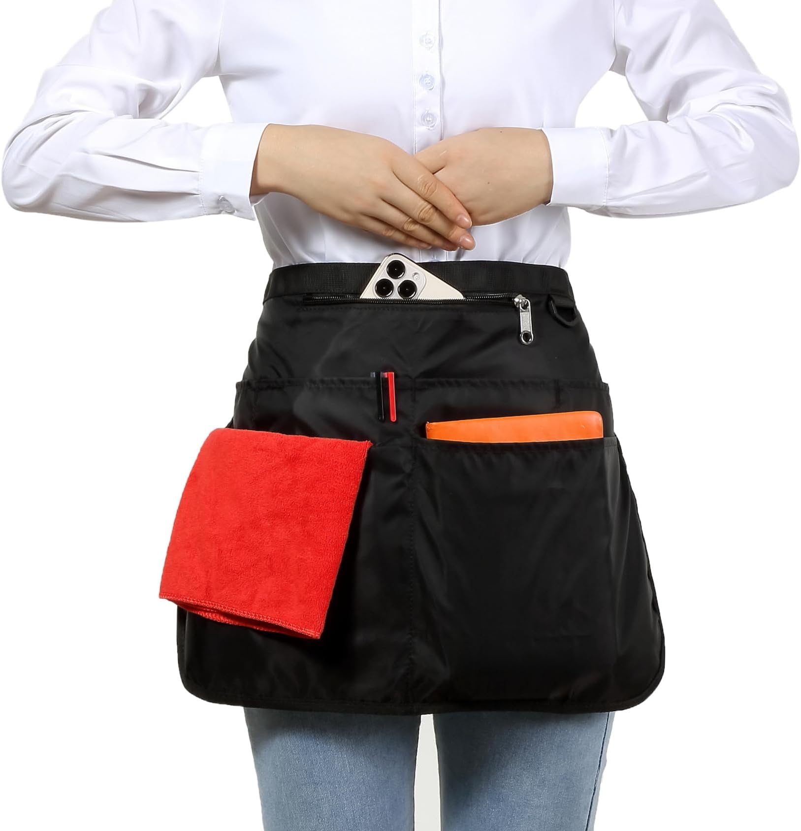 Amazon.com: LISSOMPLUME Kitchen Half Waist Apron Work Money Holder ...