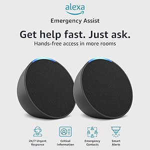 Amazon.com: Two Echo Pop devices bundle with Alexa Emergency Assist (monthly auto-renewal ...