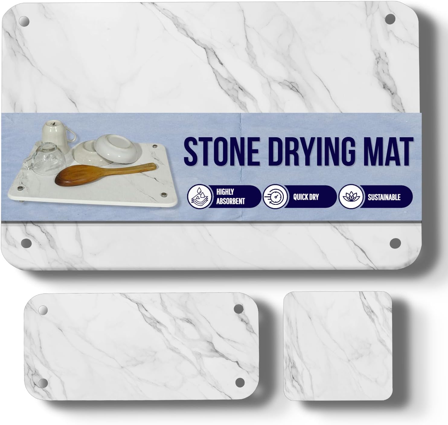 Amazon.com: Large Stone Drying Mat for Kitchen Counter - Quick Dry ...