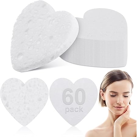 Amazon.com : 120 Pcs Compressed Facial Sponges with Container Heart ...