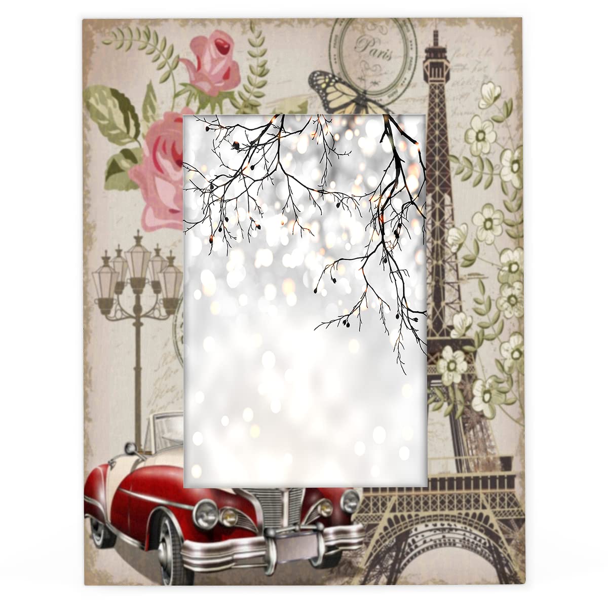 Amazon.com - DJYQBFA 4x6 Picture Frame Paris Eiffel Tower Car Wood with ...