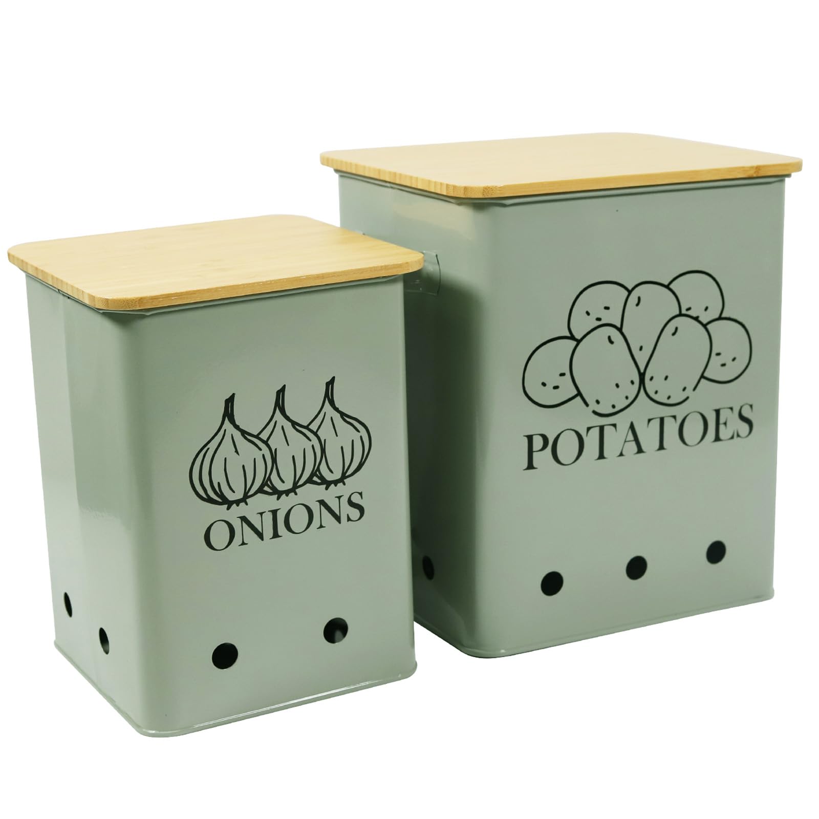 Amazon.com: Kitchen Vegetable Storage Tins Set of 2 for Potatoes, Onion ...