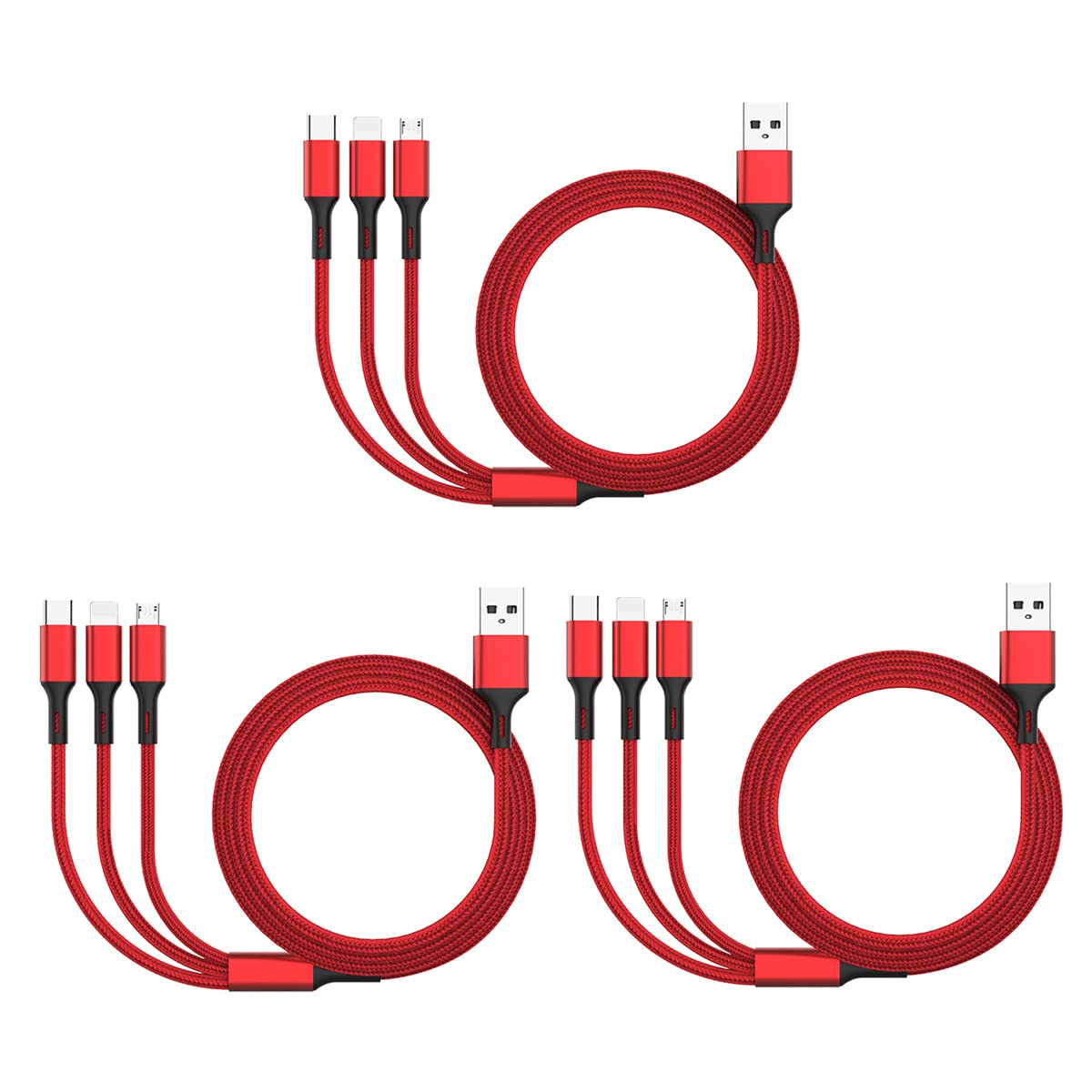 jeefull power Multi Charging Cable 3 in 1 Nylon Braided Multi USB Cable ...