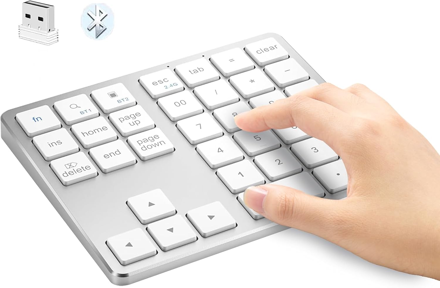 Amazon.com: LOONASA Bluetooth & 2.4G Number Pad, Rechargeable Wireless Numeric Keypad, Slim ...