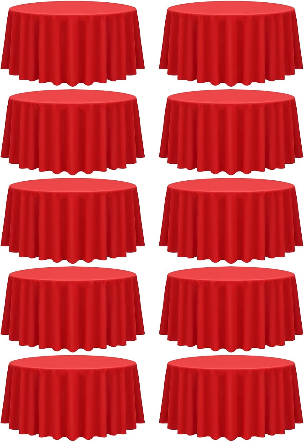 10 Pack 108 Inch Round Tablecloth, Red Polyester Fabric Table Cloth for ...