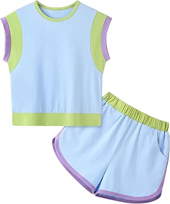 Amazon.com: Gaupafmb Girls Clothes Color Block Sleeveless Tank Top with ...