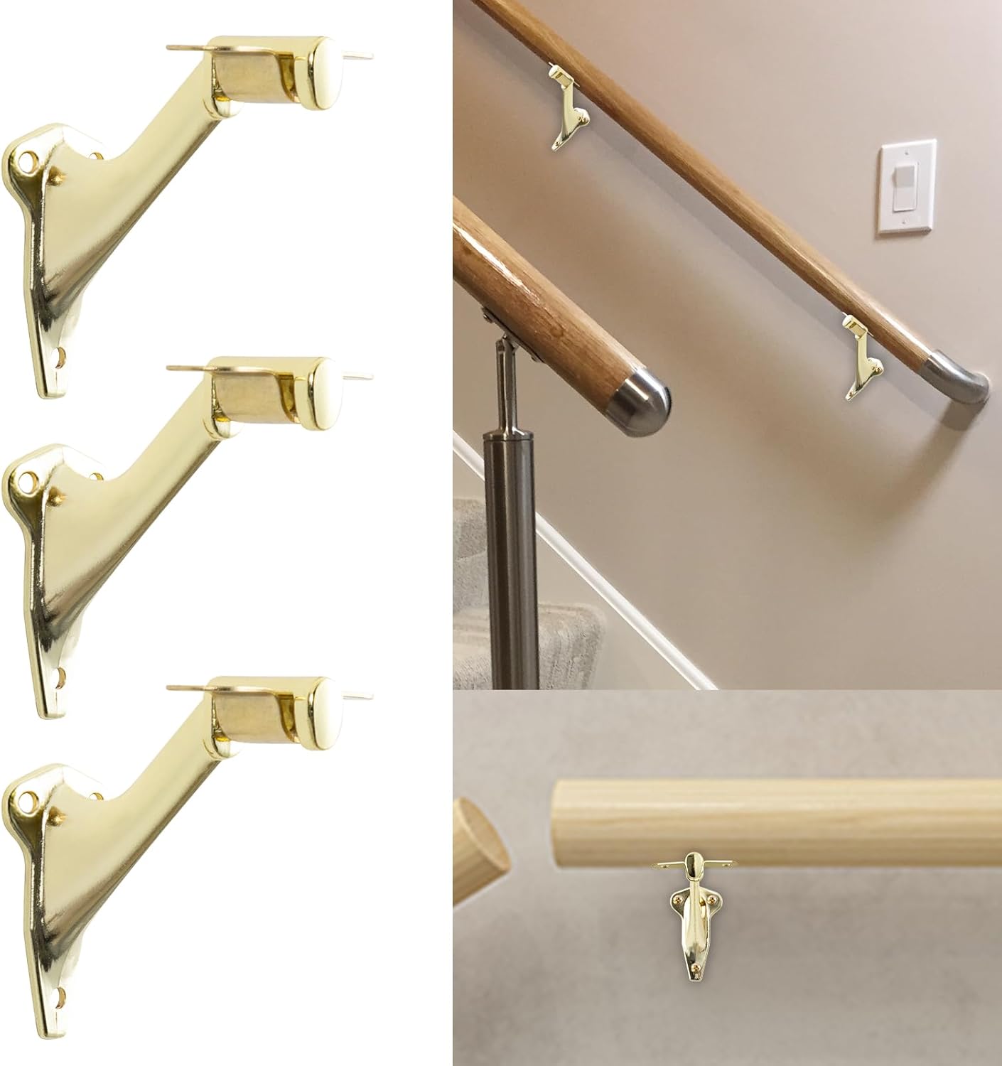 Amazon.com: 3" Stair Handrail Bracket, 3 Pack Hand Rail Brackets for ...