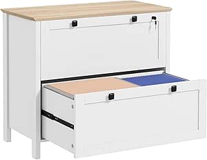 Amazon.com: HOMCOM 2 Drawer File Cabinet with Lock, Lateral Filing ...