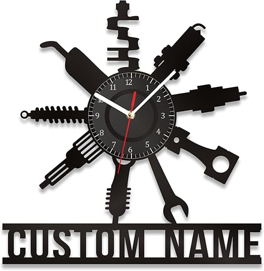 Amazon.com: FCLYDER Personalized Garage Clock Sign, Garage Metal Wall ...