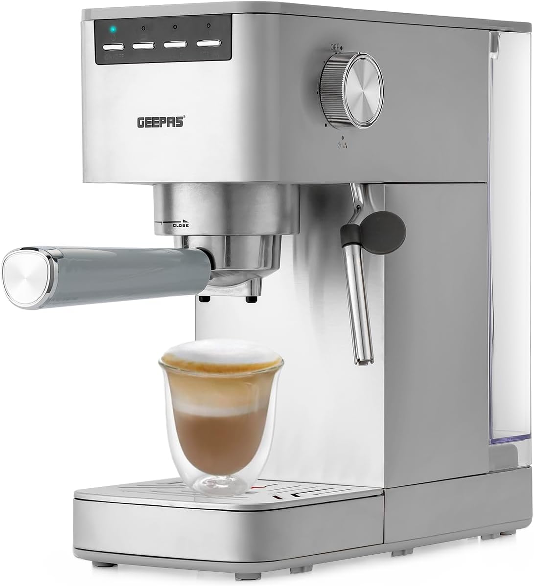 GEEPAS Espresso & Cappuccino Coffee Machine with Milk Frother, 15 Bar ...