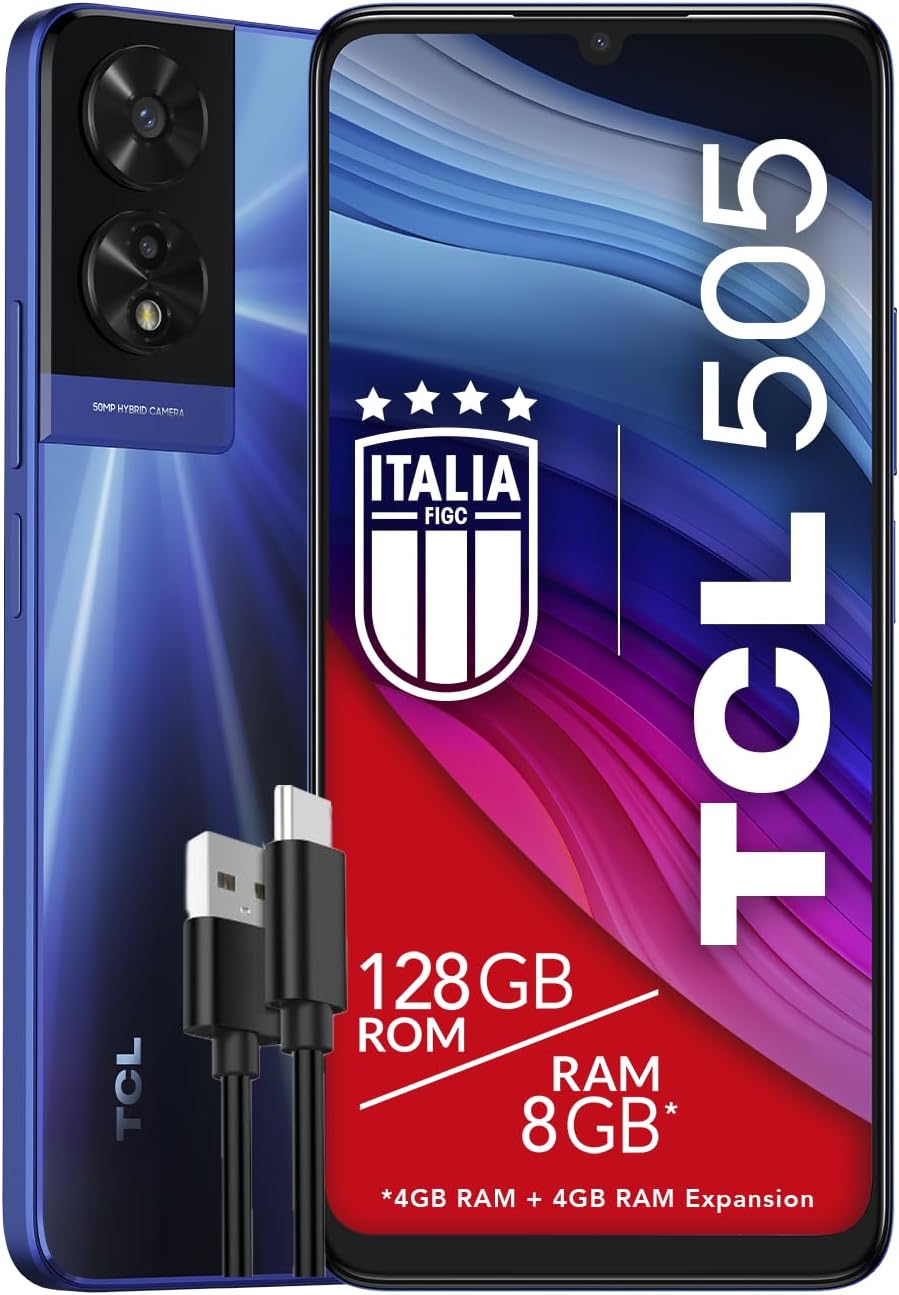 TCL 505 - Smartphone 4G Display 6.75 HD+ 90Hz, 128GB, 8GB RAM (4+4GB ...