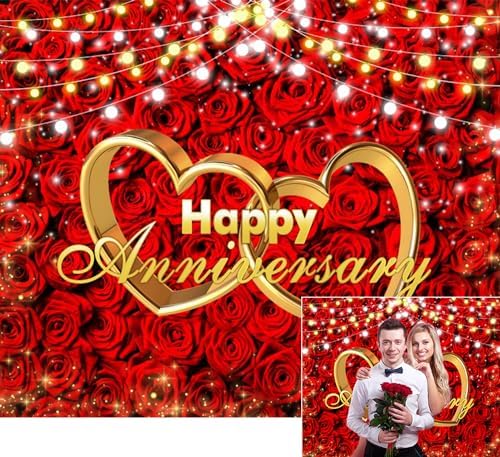 Amazon.com : Anniversary Backdrop, Flower Wall Backdrop, Red Rose ...
