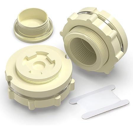 TAISHER 4PCS White ABS 1-1/2" Bulkhead Tank Connector Adapter Fitting with Plugs & Gasket for ...