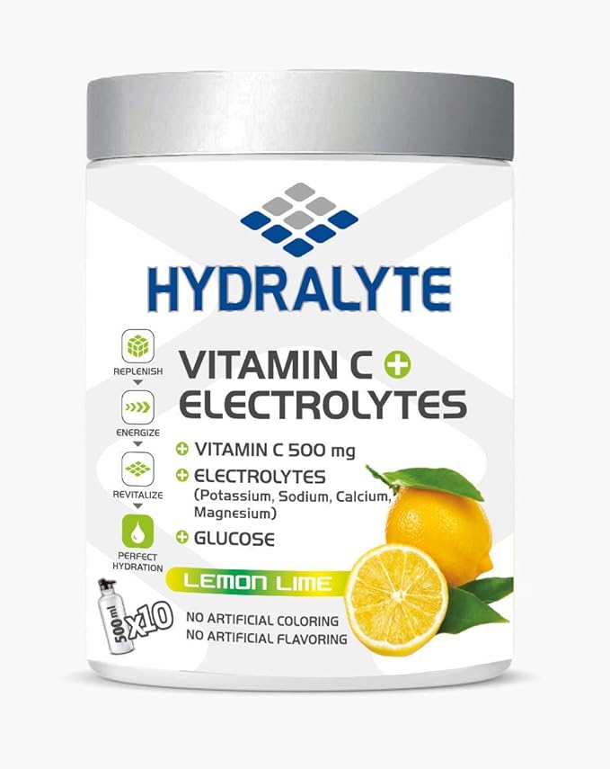Hydralyte Vitamin C + Electrolyte Hydration Sports Drink Powder Lemon ...