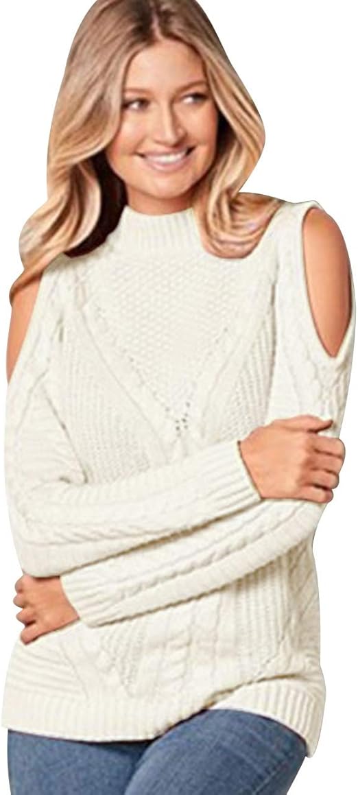 Jersey Punto Hombro Cuello Alto Mujer Sueter Mujer Suéter Jerséis ...