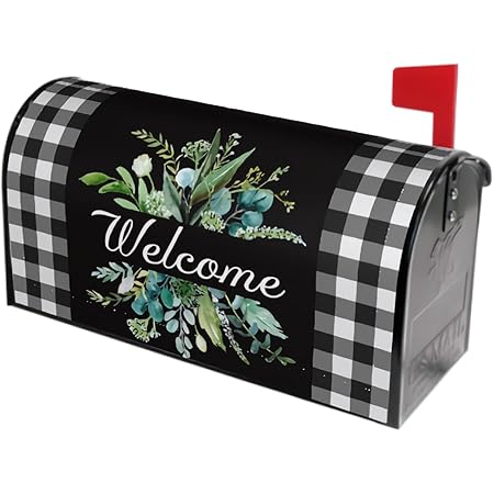 Amazon.com: Kawani Wreath Buffalo Plaid Mailbox Covers Black White ...