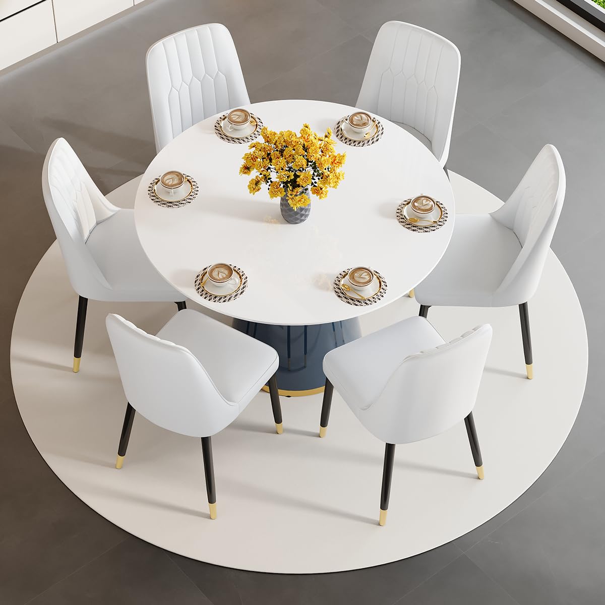 Amazon.com - BAOPIN 45'' Round Dining Table Set for 6, White Round ...