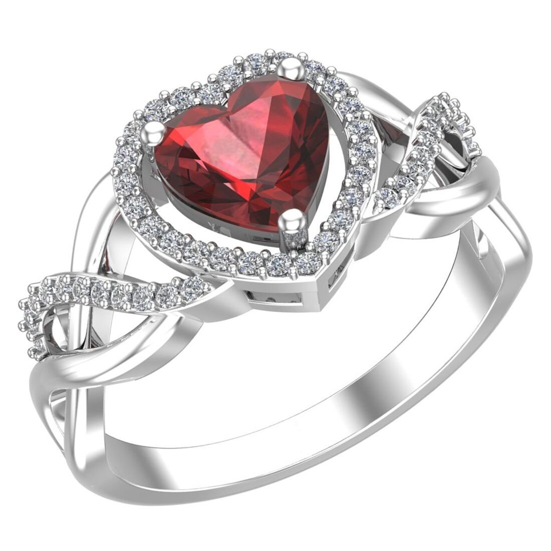 925 Real Sterling Silver Heart Shaped Gemstone Cubic Zirconia Womens ...