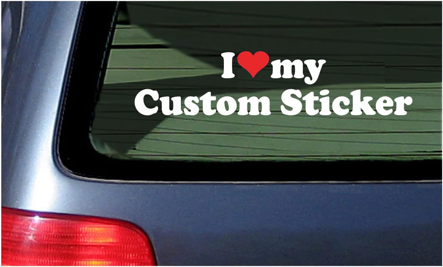 Amazon.com: Custom I Love My Sticker - White Letters with Red Heart ...