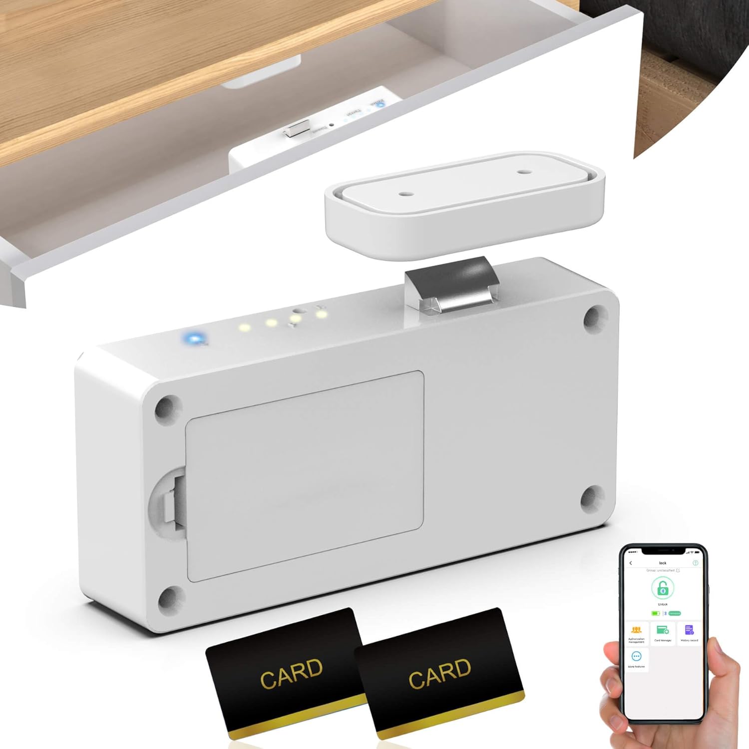 eLinkSmart Smart Cabinet Lock, Hidden No Drill Adhesive Magnetic Baby ...