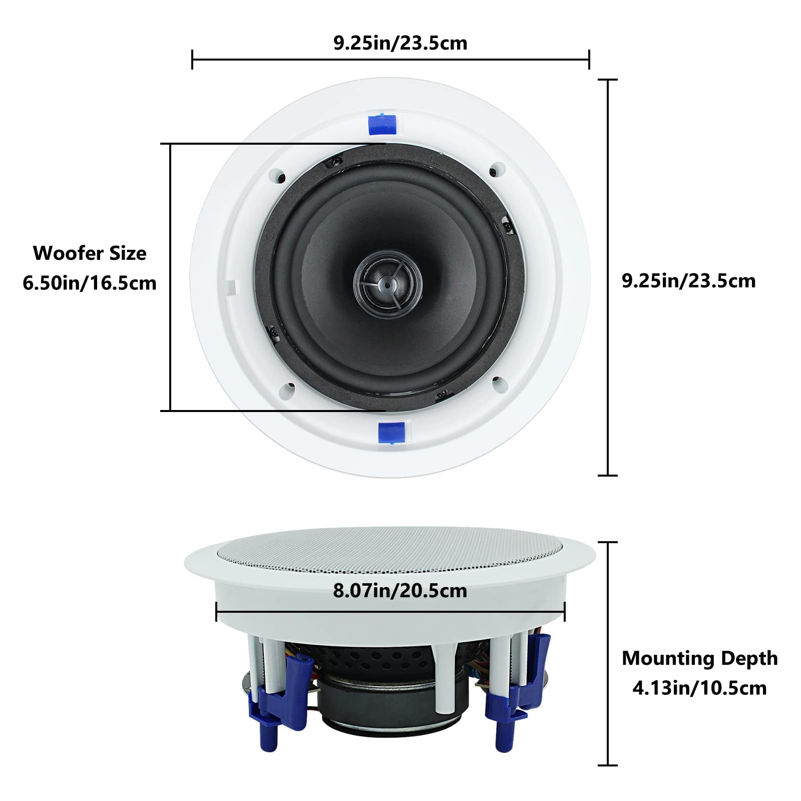 Herdio 6.5 Inch HCS-818BT Bluetooth Ceiling Speakers 320W 2-Way Flush ...