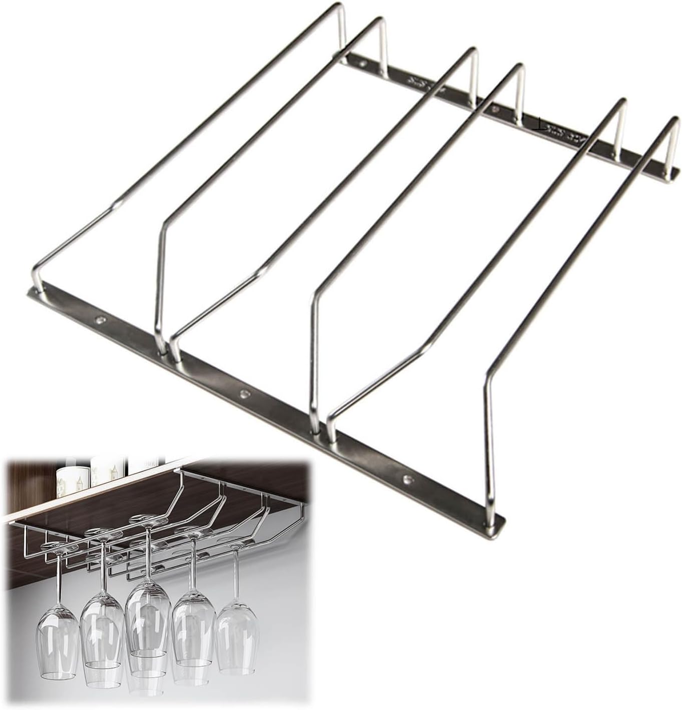 Amazon.co.jp: 1/2/3 Rows Glass Holder Wine Glass Storage Hanging Wire Stemware Rack Holder ...