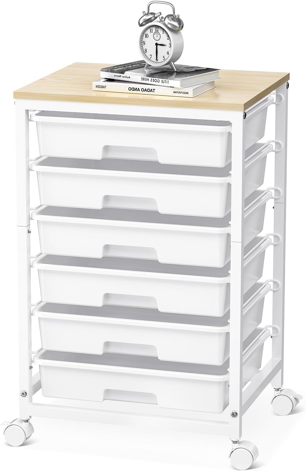 Amazon.com: SunnyPoint Wooden Top Compact Rolling Storage 8 Drawers ...