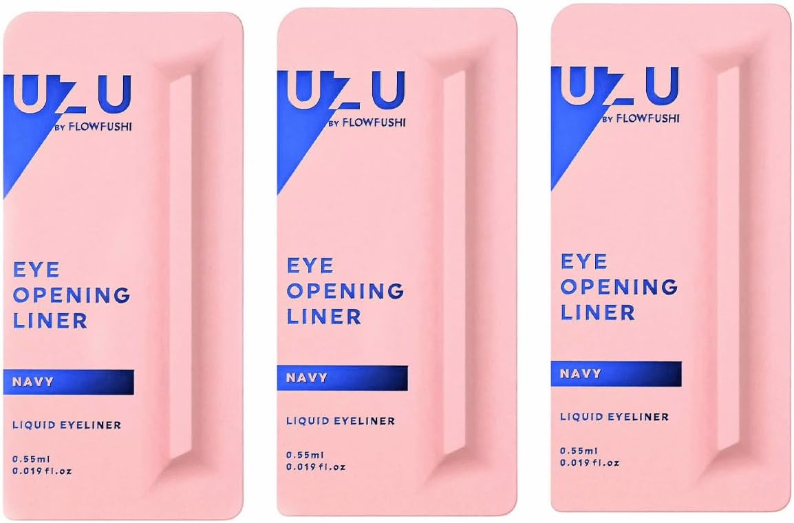 Amazon | UZU BY FLOWFUSHI (ウズバイフローフシ) アイオープニングライナー [ネイビー] リキッドアイライナー×3 感謝のメッセージカード付き | ノーブランド品 ...