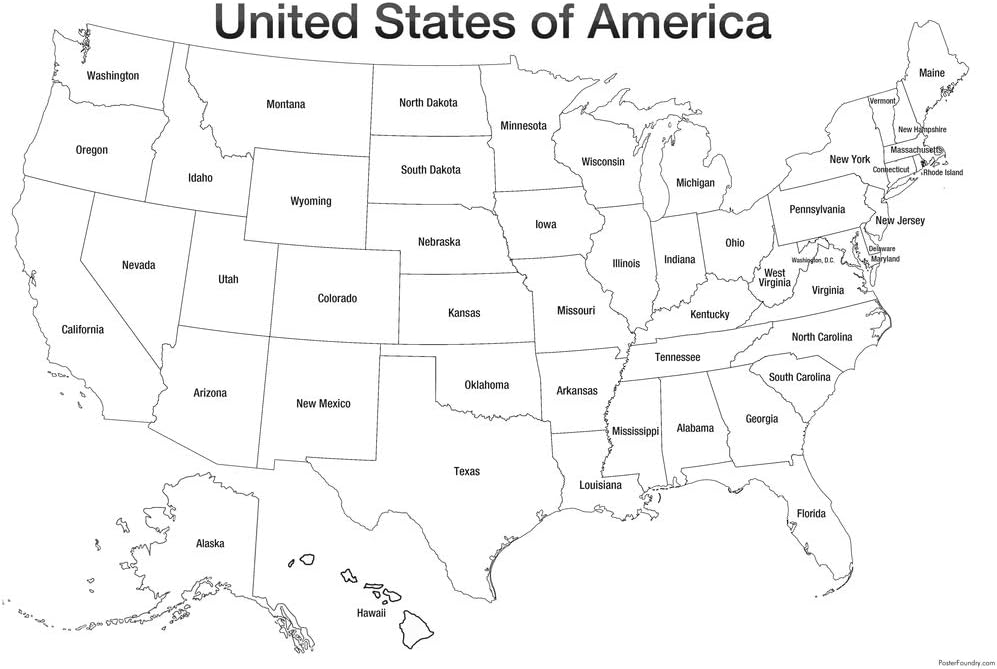 Amazon.com: Map of The United States Coloring Poster for Kids Family ...