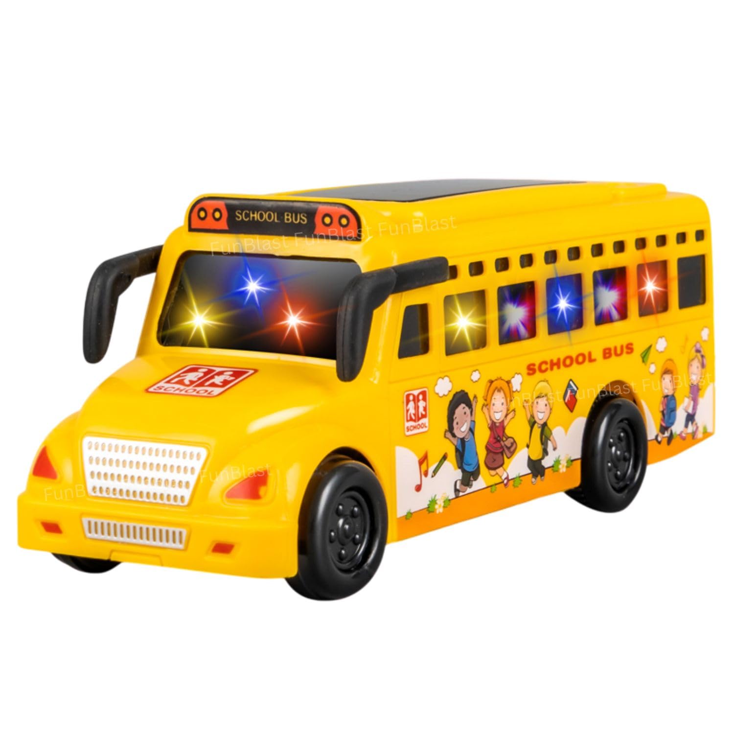 FunBlast School Bus Toy for Kids, Friction Powered Push and Go Mini ...