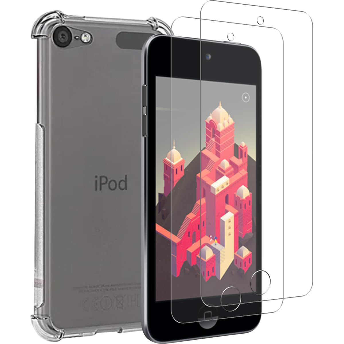 Amazon | iPod touch 7 / 6 / 5 ケース + ガラスフィルム【国産旭硝子素材】iPod touch7/6/5 フィルム 全面吸着 高透過率 硬度9H ラウンドエッジ ...