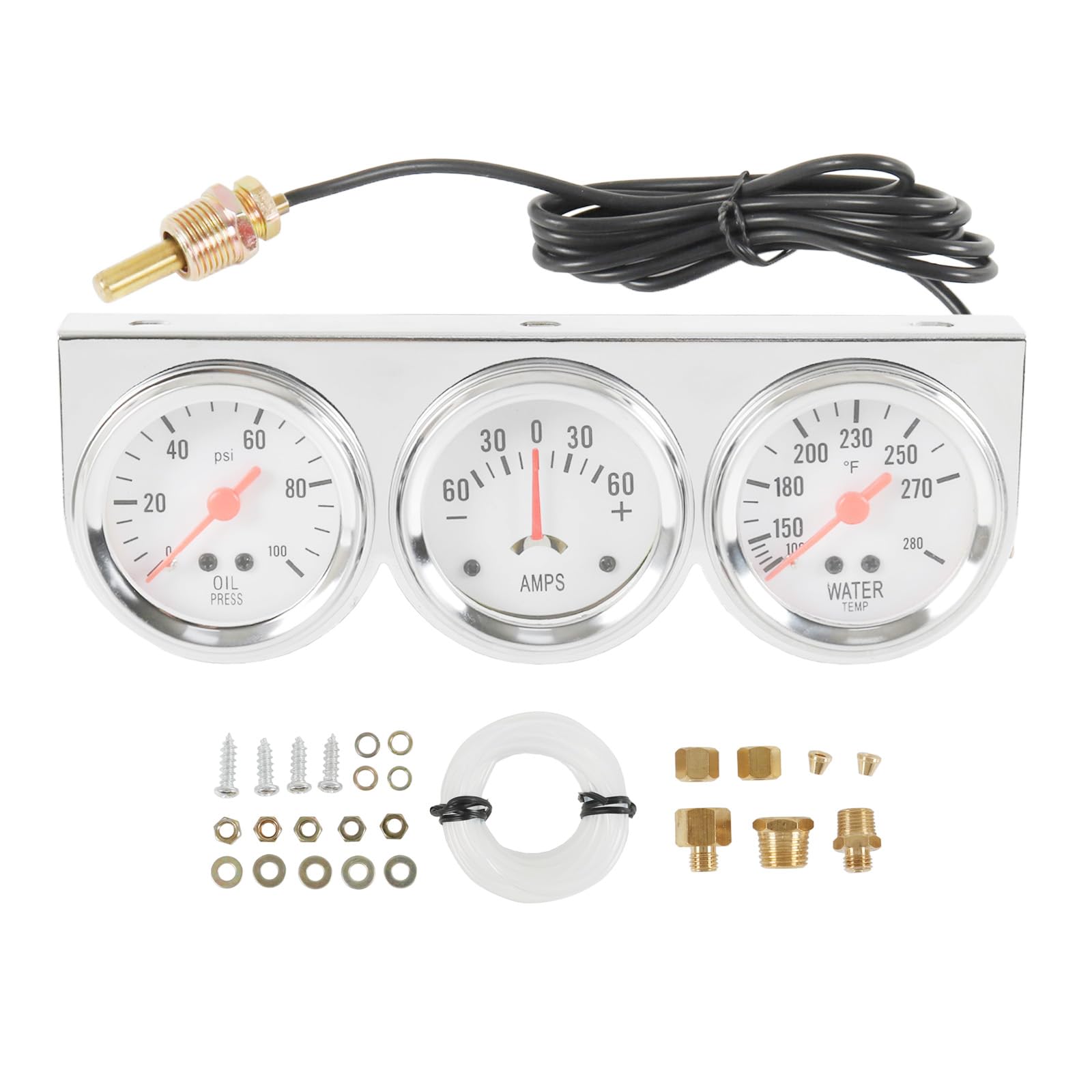 Amazon.com: JDMSPEED 2" 52mm Triple Gauge Set Kit (Oil Pressure Gauge ...