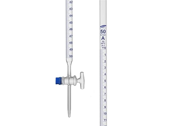Omsons Glassware | Burette | Straight Bore | with Glass Key | Class B ...