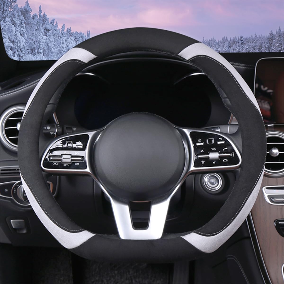 Amazon.com: WJMZ Soft D Shape Steering Wheel Cover, Warm Steering Wheel ...