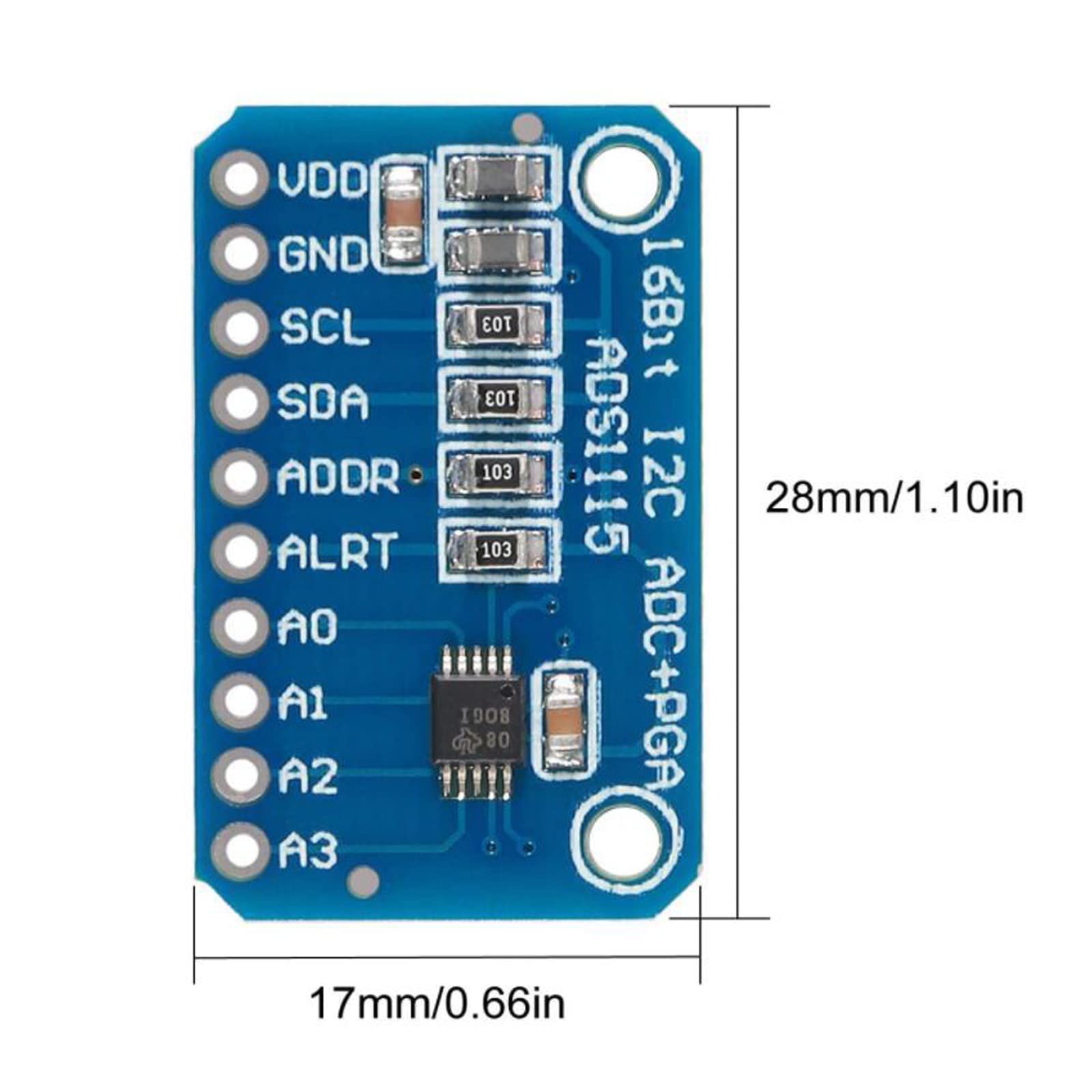 Snapklik.com : AEDIKO 2pcs ADS1115 16 Bit 16 Byte 4 Channel I2C IIC Analog-to-Digital ADC PGA ...