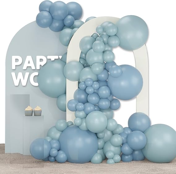 Amazon.com: PartyWoo Dusty Blue Balloons 140 pcs Different Sizes Pack of 18 12 10 5 Inch Boho ...