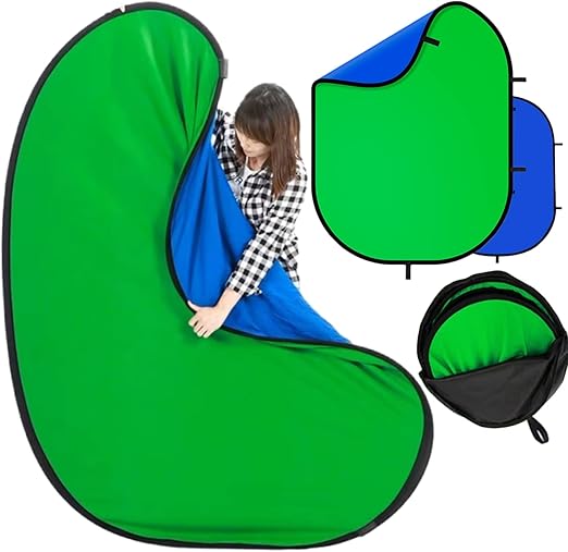 Amazon.com : Blue Green Screen Backdrop Double Sided Collapsible ...