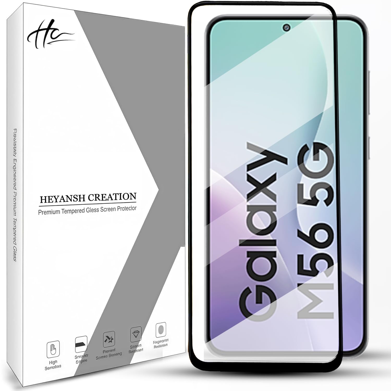 HEYANSH CREATION Tempered Glass Screen Protector Compatible for Samsung Galaxy M56 5G / Samsung ...