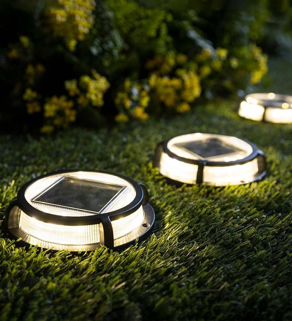 Plow & Hearth Solar Ground Pathway Lights, Set of 3, Beautiful LED ...